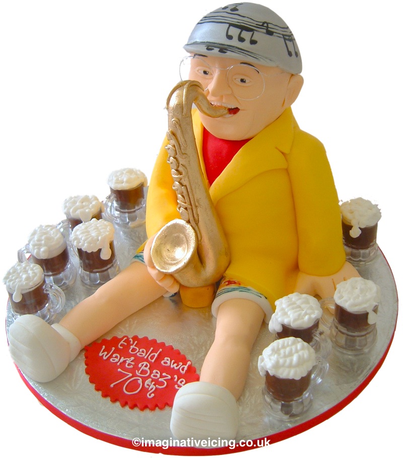 3D Saxophone player Baz Hamps 70th Birthday Cake | Imaginative Icing ...